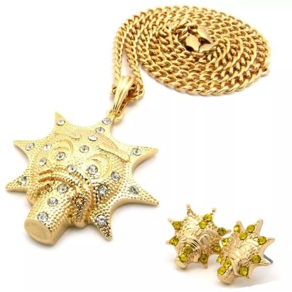 Accessories | Glogang Gold Earrings And Chain Set Chief Keef | Poshmark